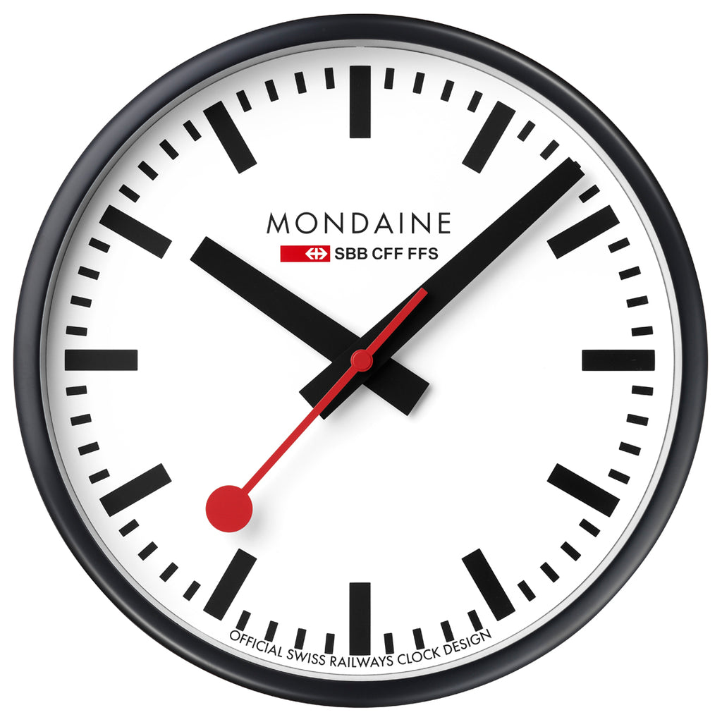 Mondaine Official Swiss Railways Black Wall Clock 25cm - A990.CLOCK.12 ...
